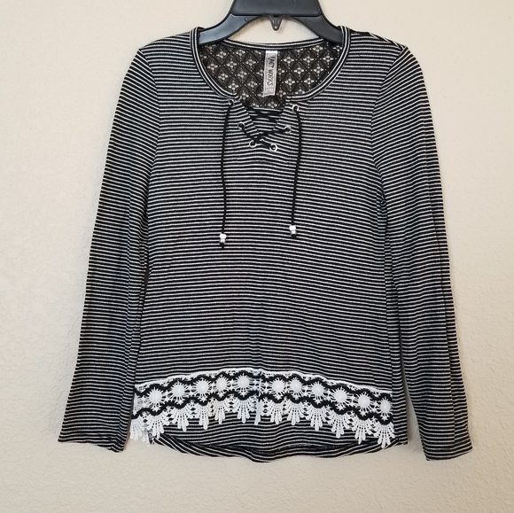 Knitworks | Shirts & Tops | Knit Works Striped Lace Shirt Girls Large ...